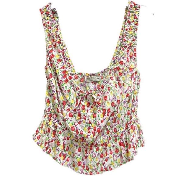 Urban Outfitters Tops Urban Outfitterstulip Crop Ruffle Buttondown